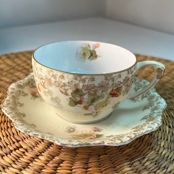 Vintage | Dining | Vintage Old Ivory Silesia Floral Regal Tea Cup And Saucer | Poshmark